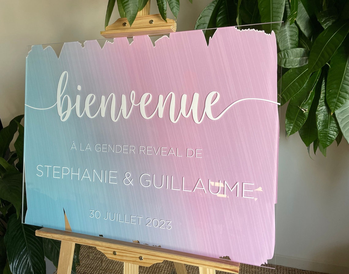 Customizable Gender Reveal Welcome Sign - Acrylic Glass - COLOR GLASS ...