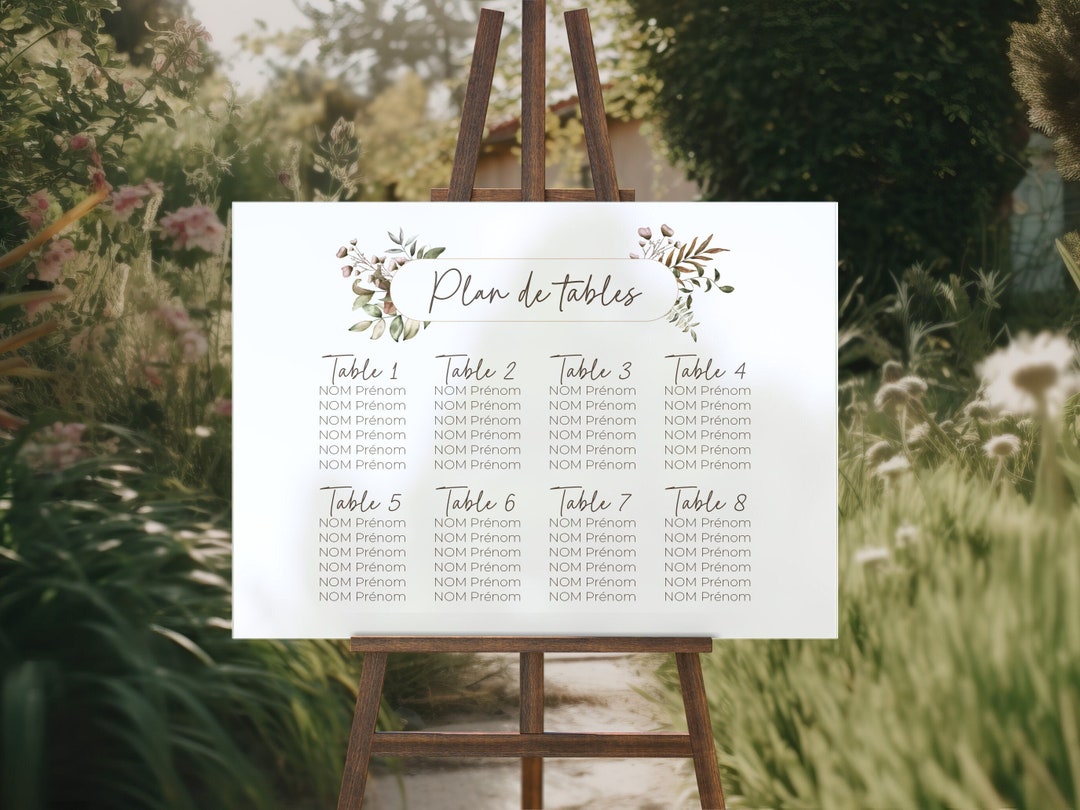 FOREST Wedding Table Plan Panel PVC Guest List Sign Floral Reception ...