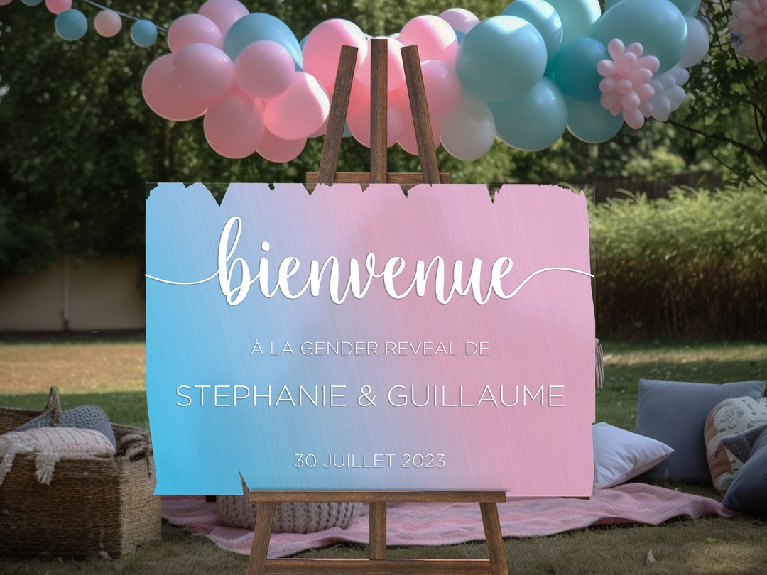 Customizable Gender Reveal Welcome Sign - Acrylic Glass - COLOR GLASS ...