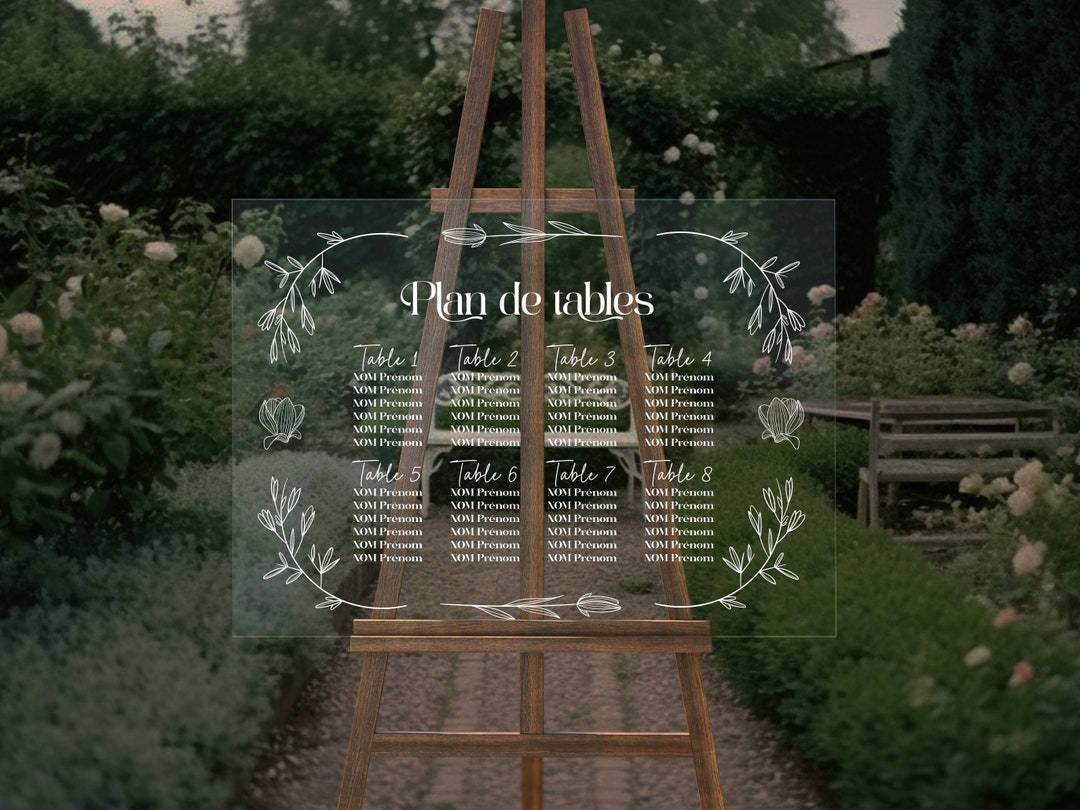 Panneau plan de tables mariage plexi BALADE | Panneau liste d'invités ...