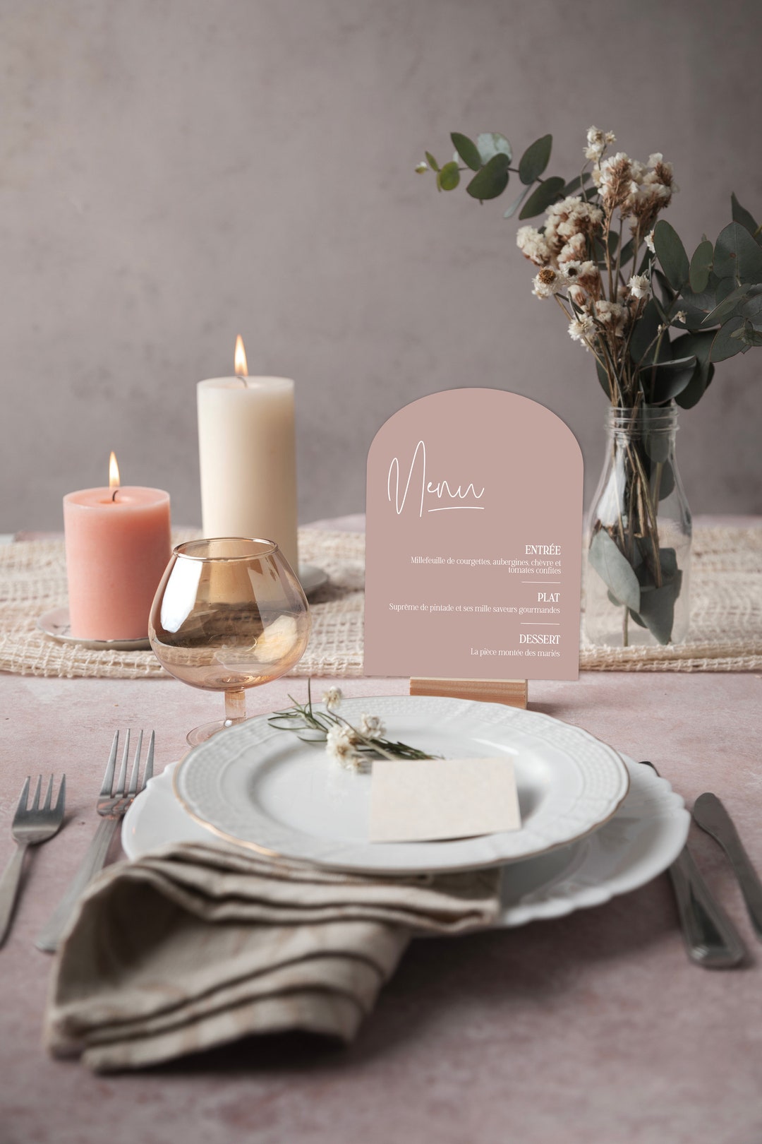 Set of 5 and More Wedding Menus in NEUTRAL PVC Customizable Wedding ...