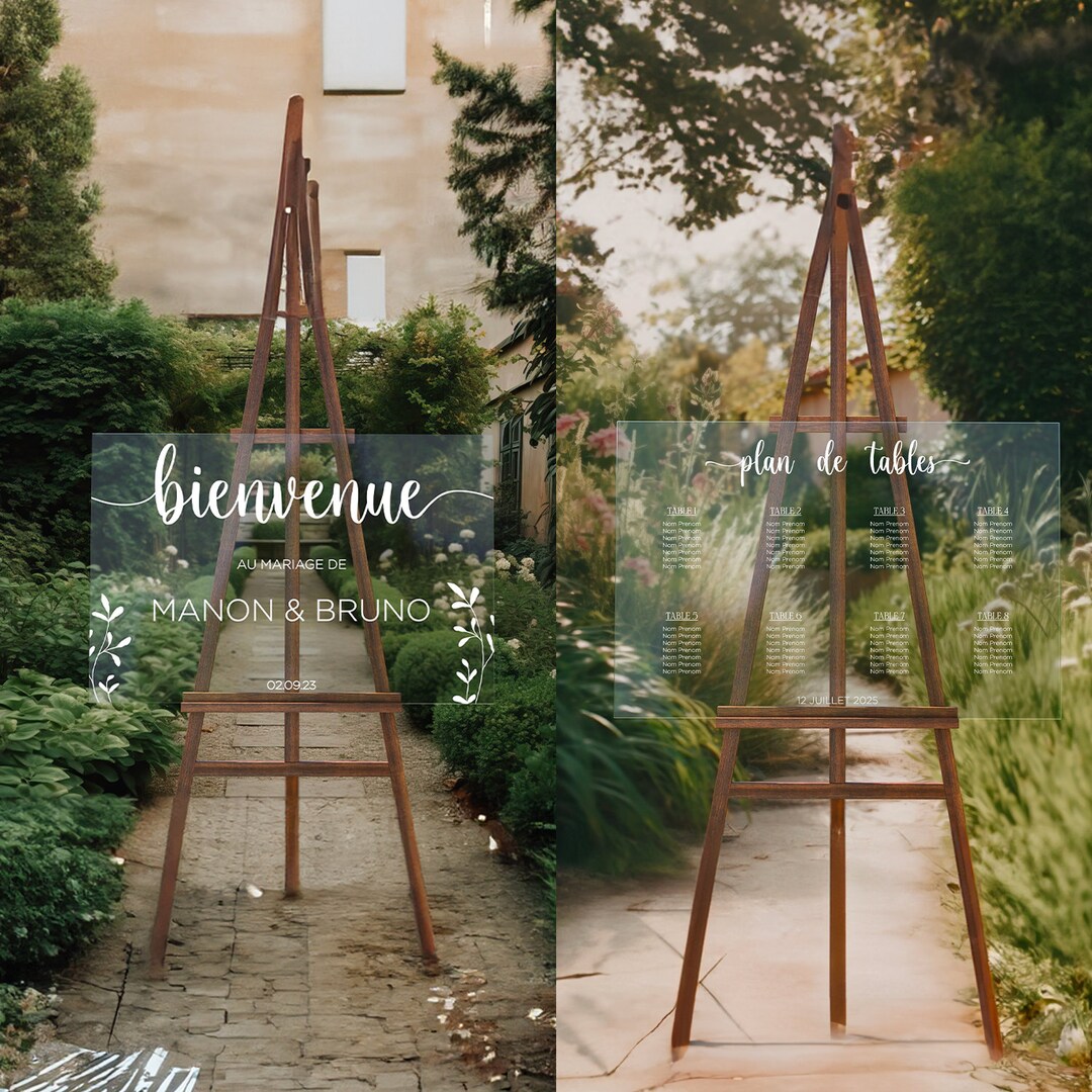 Set of 2 LOVA Plexiglass Wedding Signs Plexiglass Wedding Welcome Sign ...