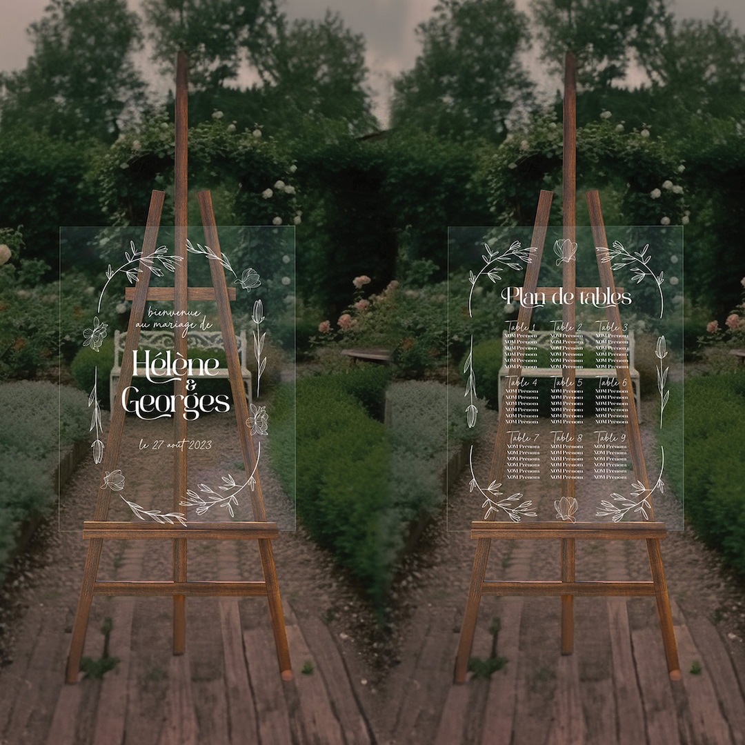 Set of 2 BALADE Plexiglass Wedding Signs - Plexi Wedding Welcome Sign ...