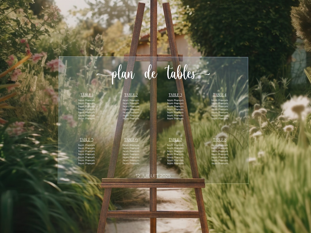 Panneau plan de tables mariage plexi GLASS | Panneau liste invités en ...