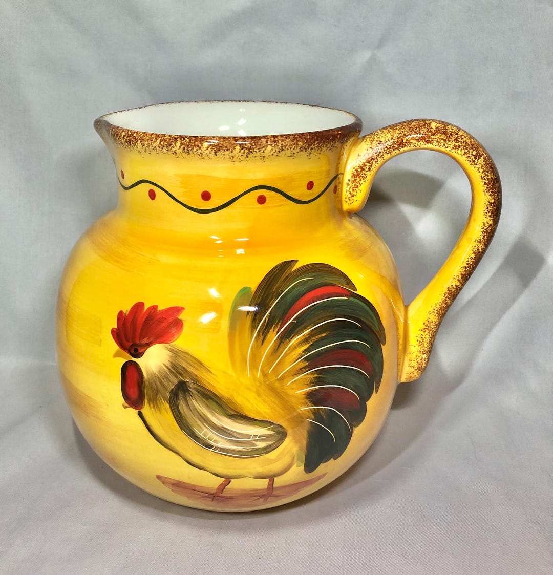 Large Ceramic Rooster/chicken Pitcher - Etsy