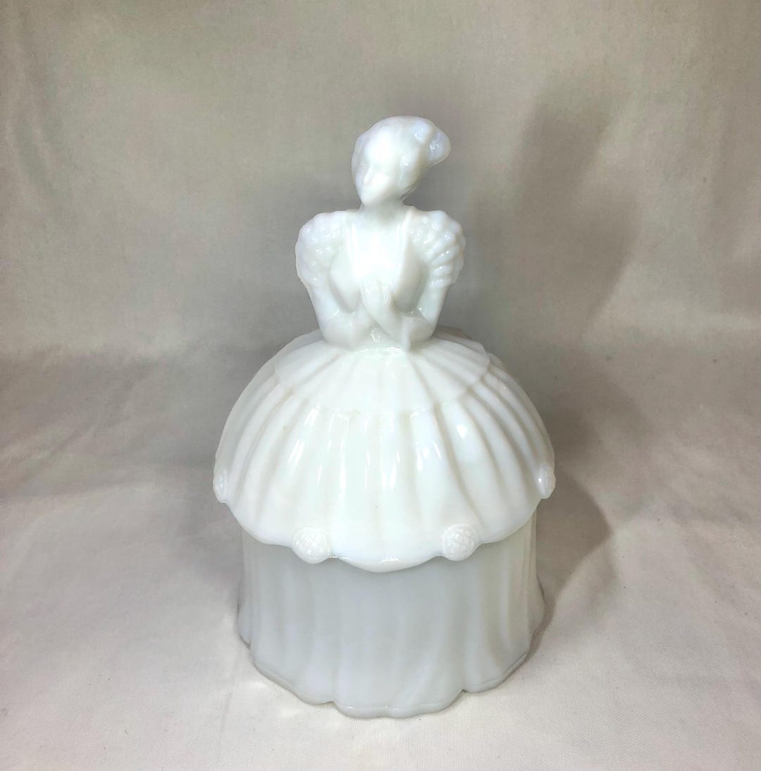 Akro Agate 1940s Colonial Lady Glass Powder Puff Box - Etsy