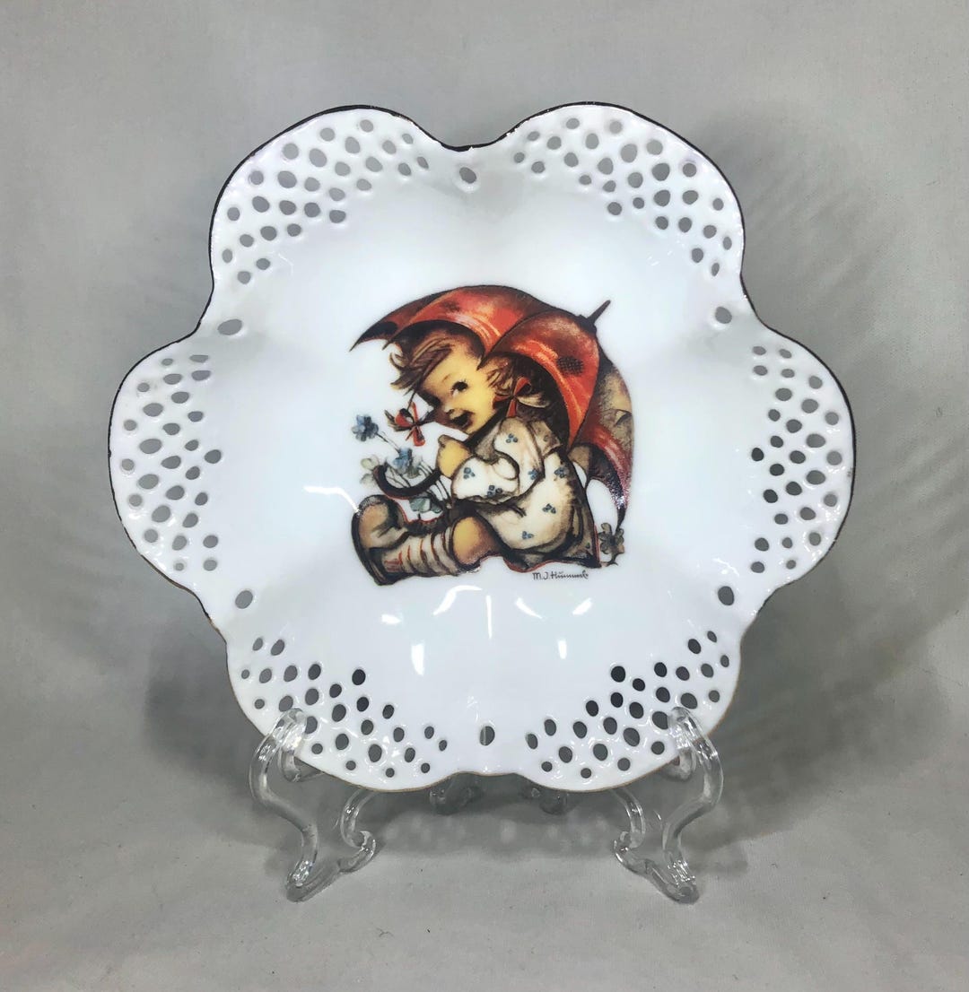 M.I. Hummel Reutter Porzellan “umbrella Girl” Lattice Porcelain Bowl ...