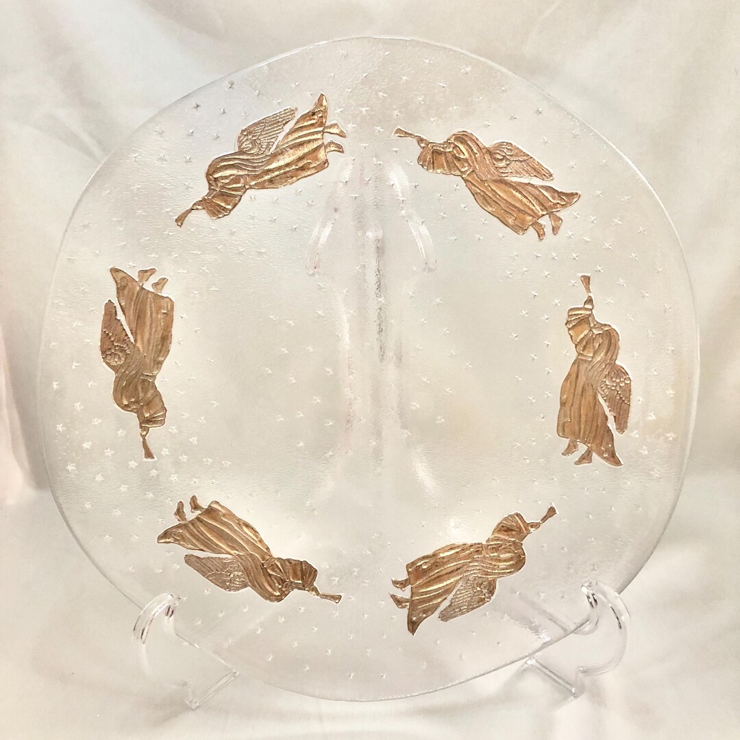 Italian Glass Gold Leaf Angel Platter - Etsy