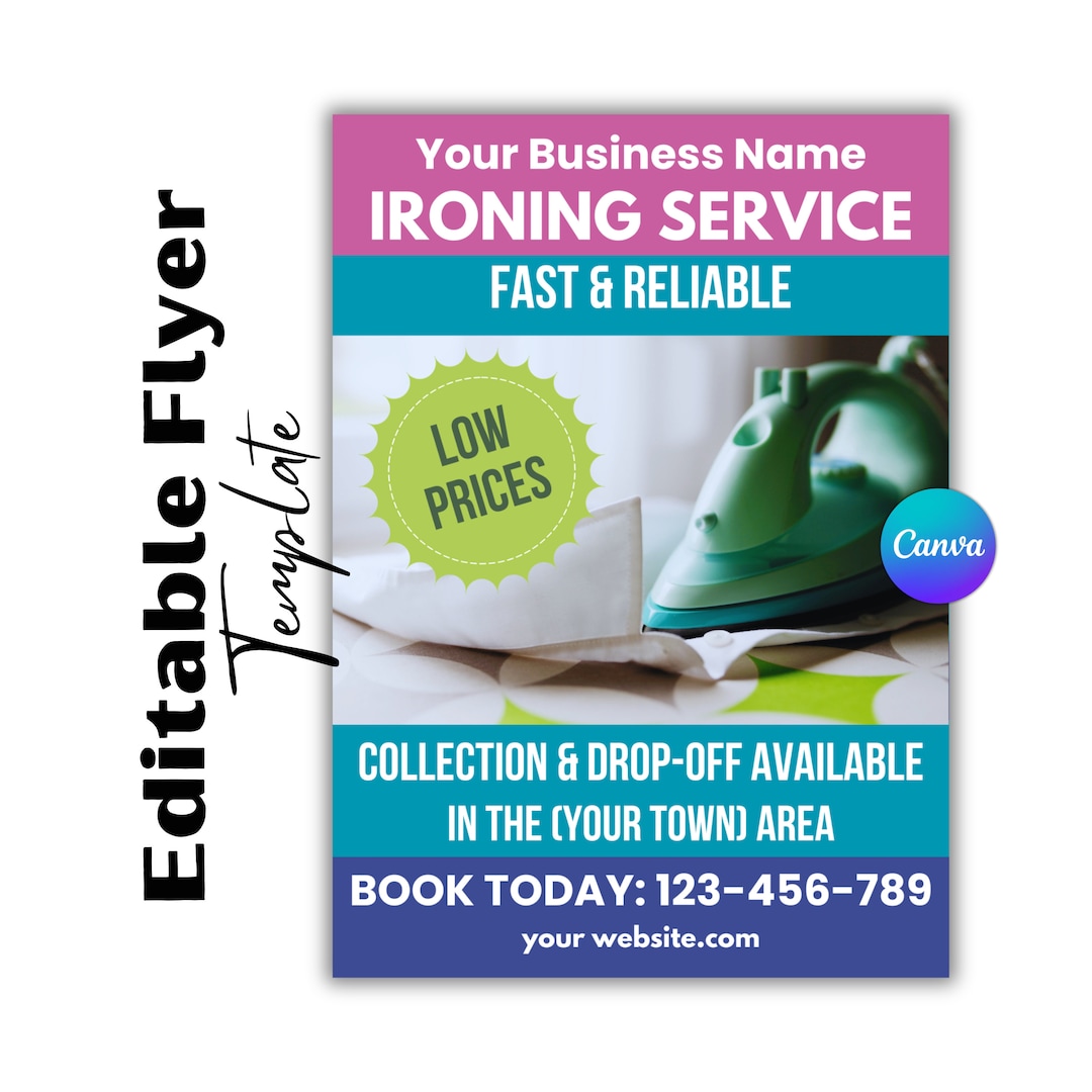 Editable Ironing Service Flyer Design Ironing Flyer Template - Etsy
