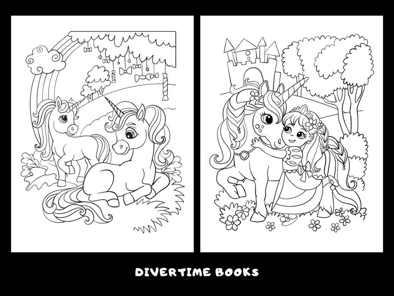 Unicorns: Coloring Book for Kids 40 Coloring Pages With Adorable ...