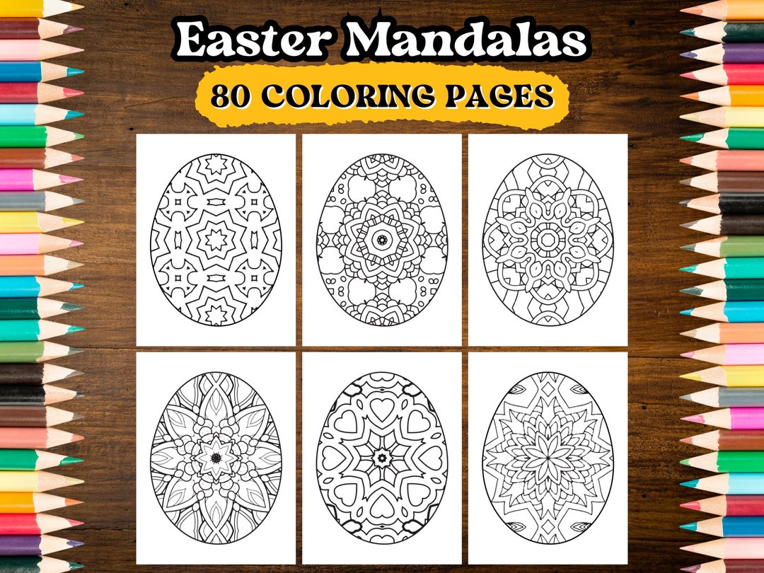 Easter Mandalas Coloring Book PDF to Download and Print 80 Easter Eggs ...