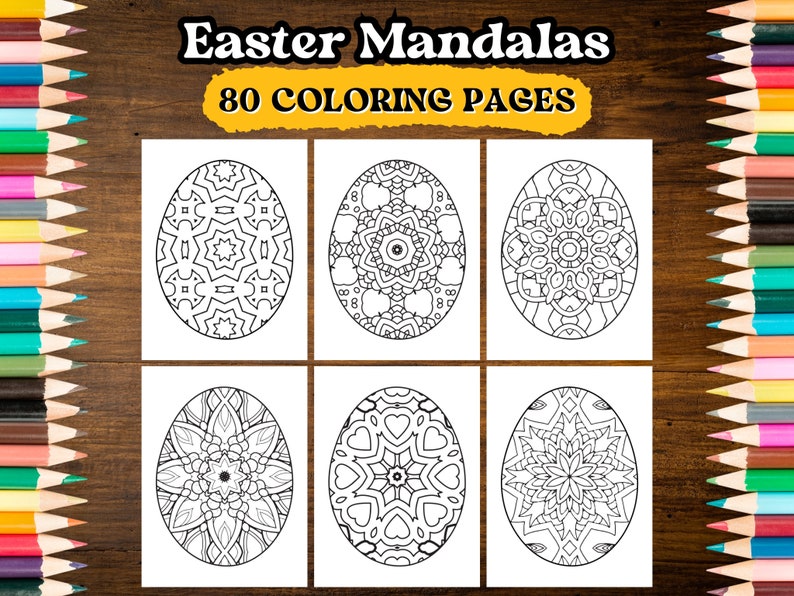 Easter Mandalas Coloring Book PDF to Download and Print 80 Easter Eggs ...