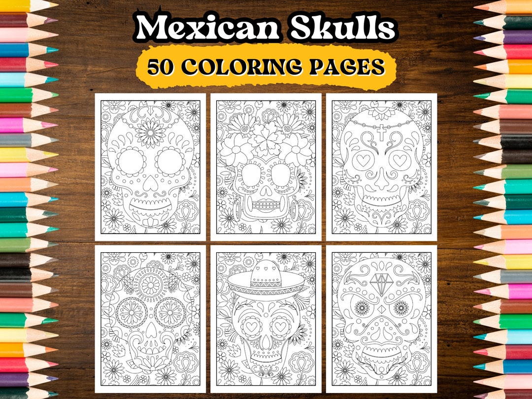 Day of the Dead Adult Coloring Book PDF to Download and Print 50 ...