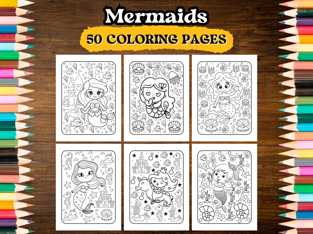 Mermaids Coloring Book for Kids PDF to Download and Print 50 Coloring ...