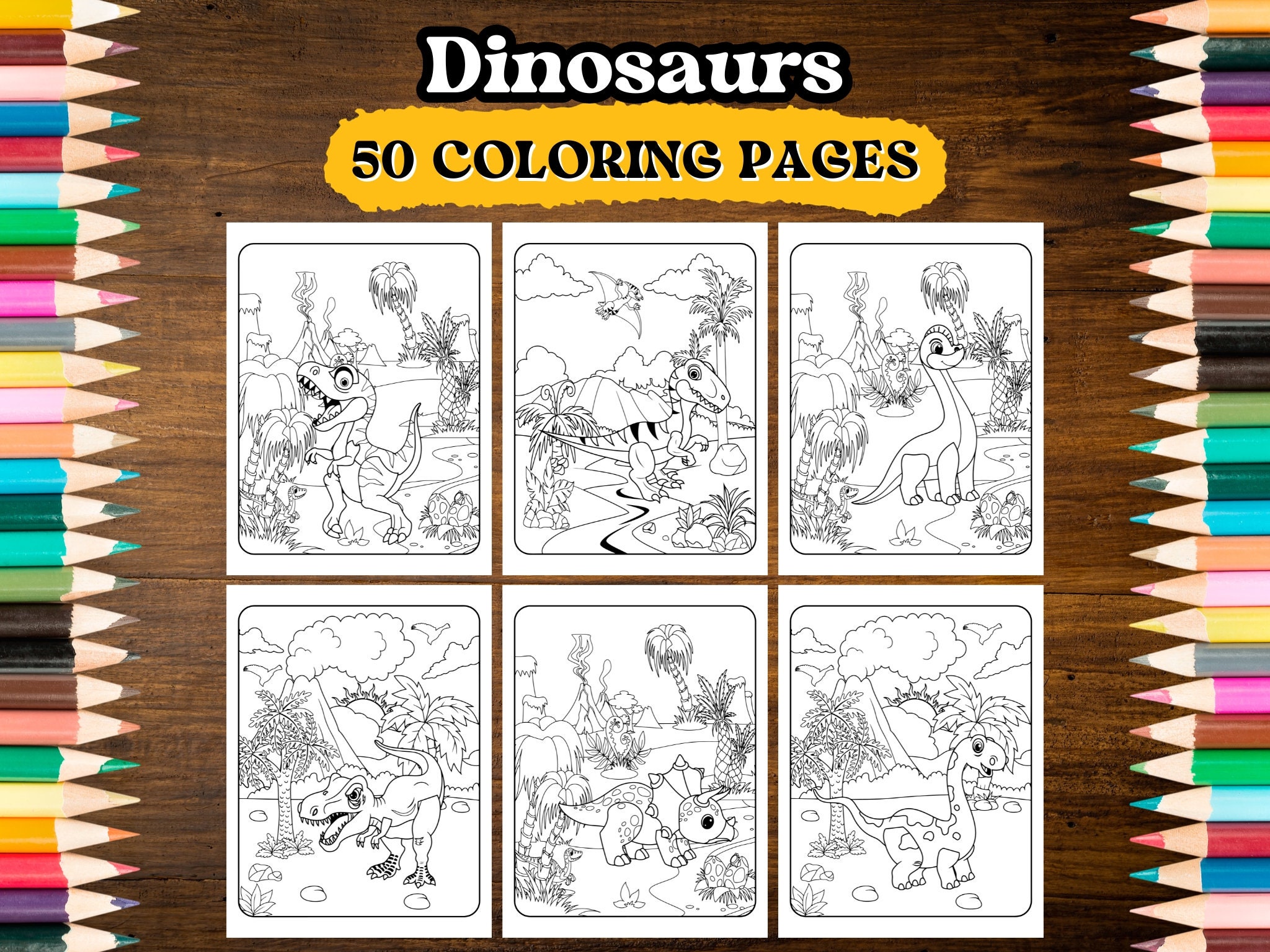 Dinosaurs: Coloring Book for Kids PDF to Download and Print 50 Coloring ...