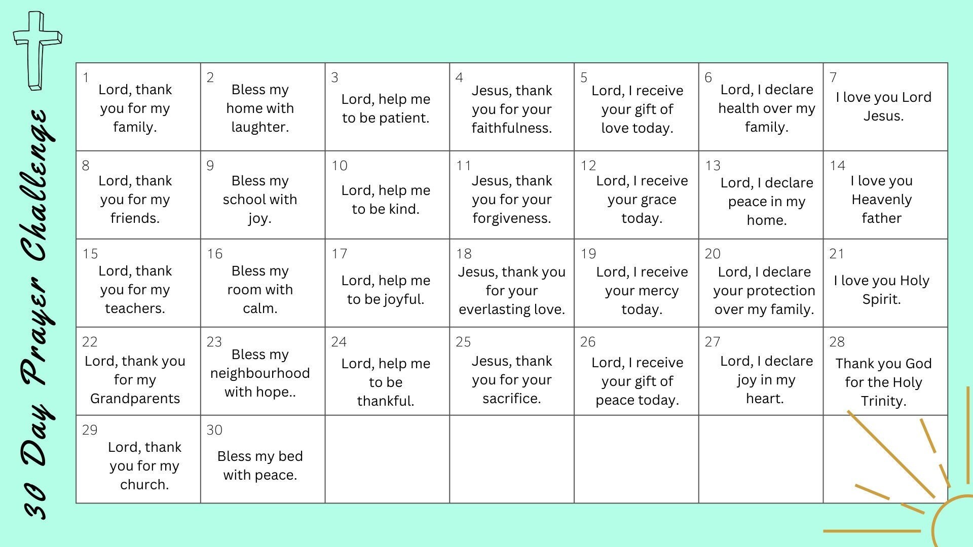 30 Day Prayer Calendar for Kids - Etsy