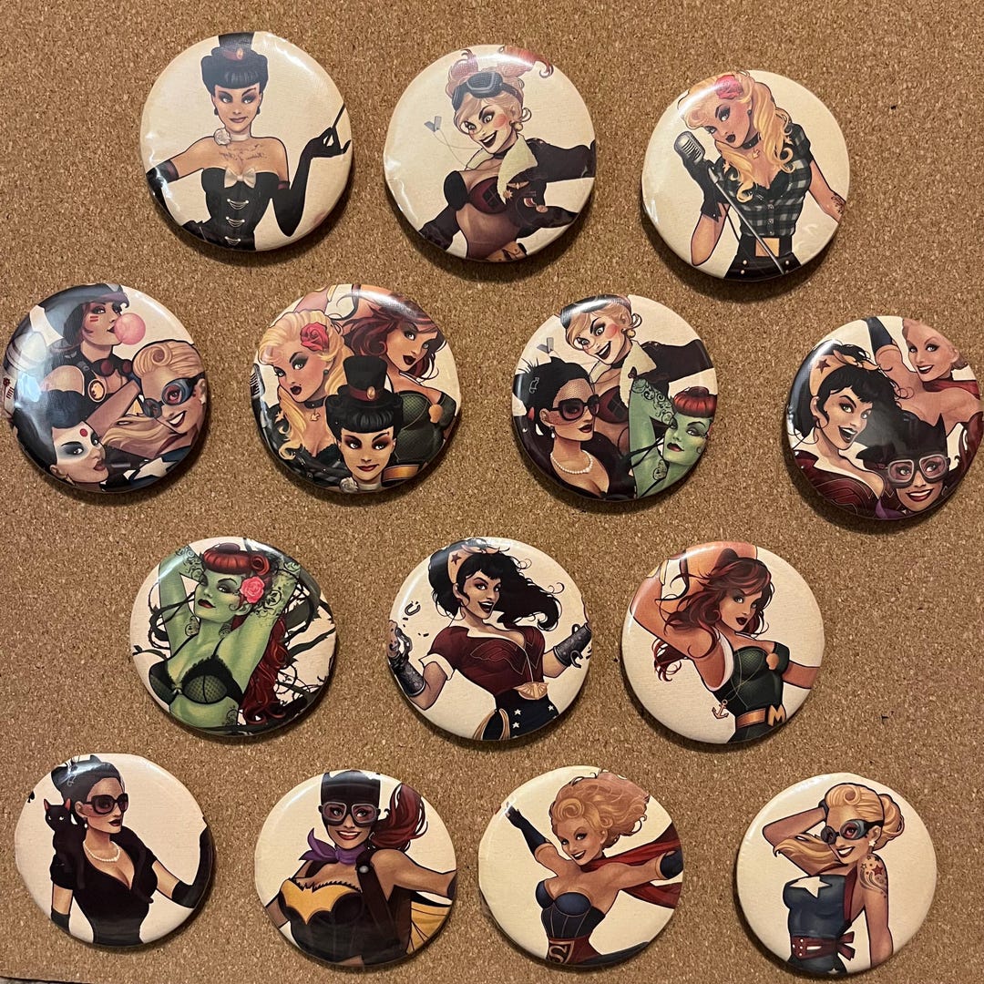 DC Bombshells Card Buttons - DC Comics Pin-back Buttons 2.25" - Poison ...