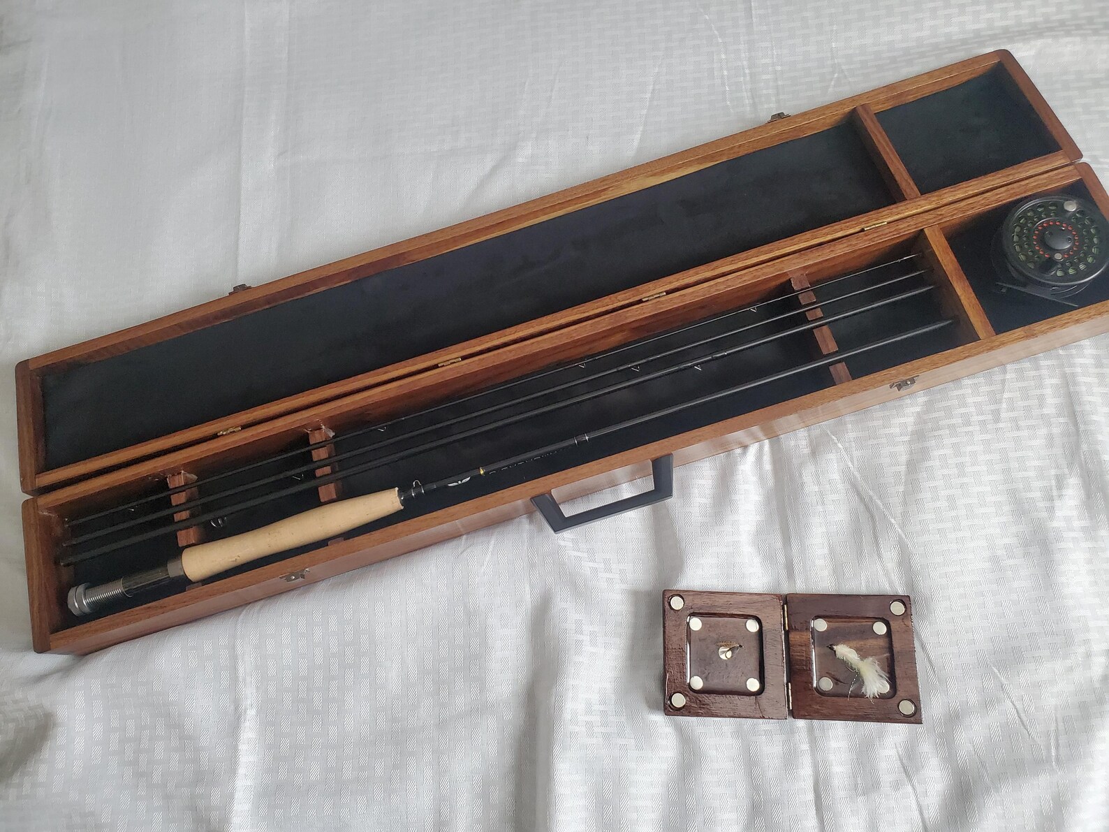 Walnut Fly Rod/reel Case With Fenwick Rod and Reel - Etsy