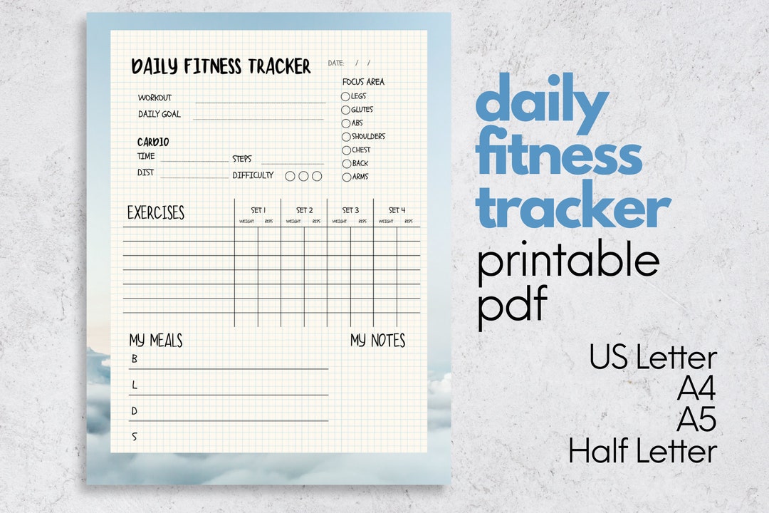 Daily Fitness Tracker Notebook Exercise Log Printable - Etsy