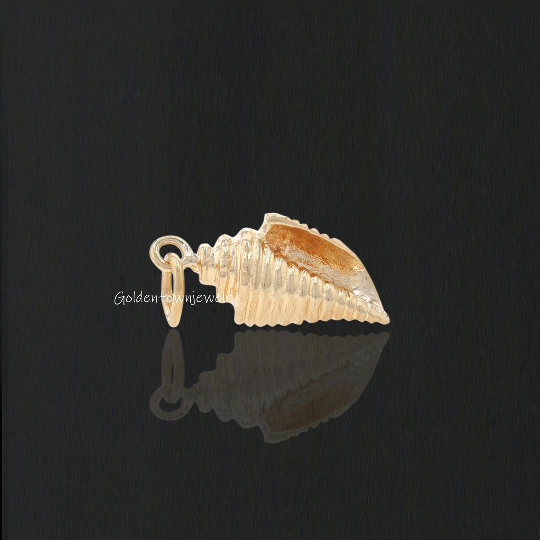 14k Gold Conch Shell Pendant, Gold Tulip Conch Shell Pendant, Gold ...