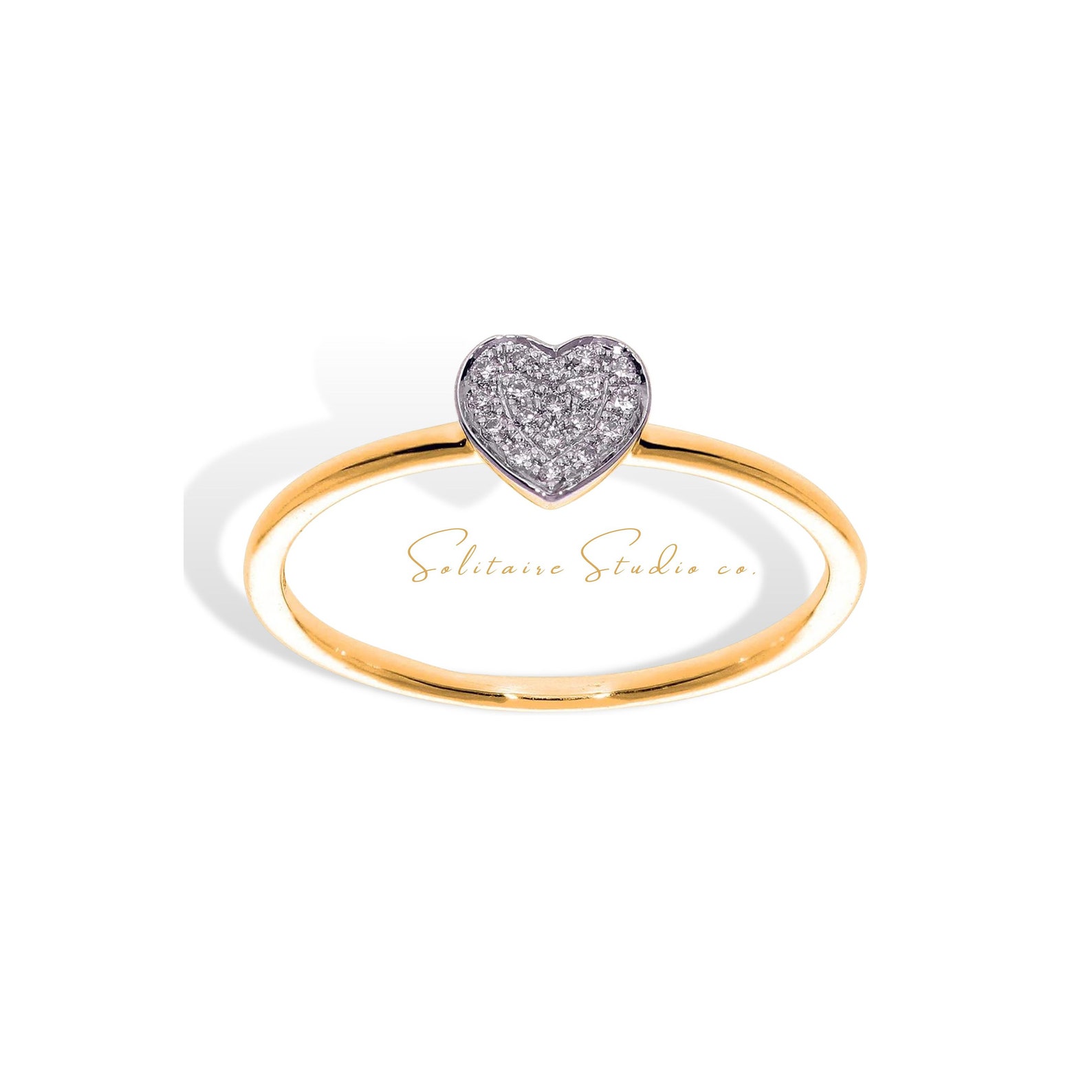 925 Silver Diamond Heart Ring, Pave Diamond Heart Ring, Diamond Love ...