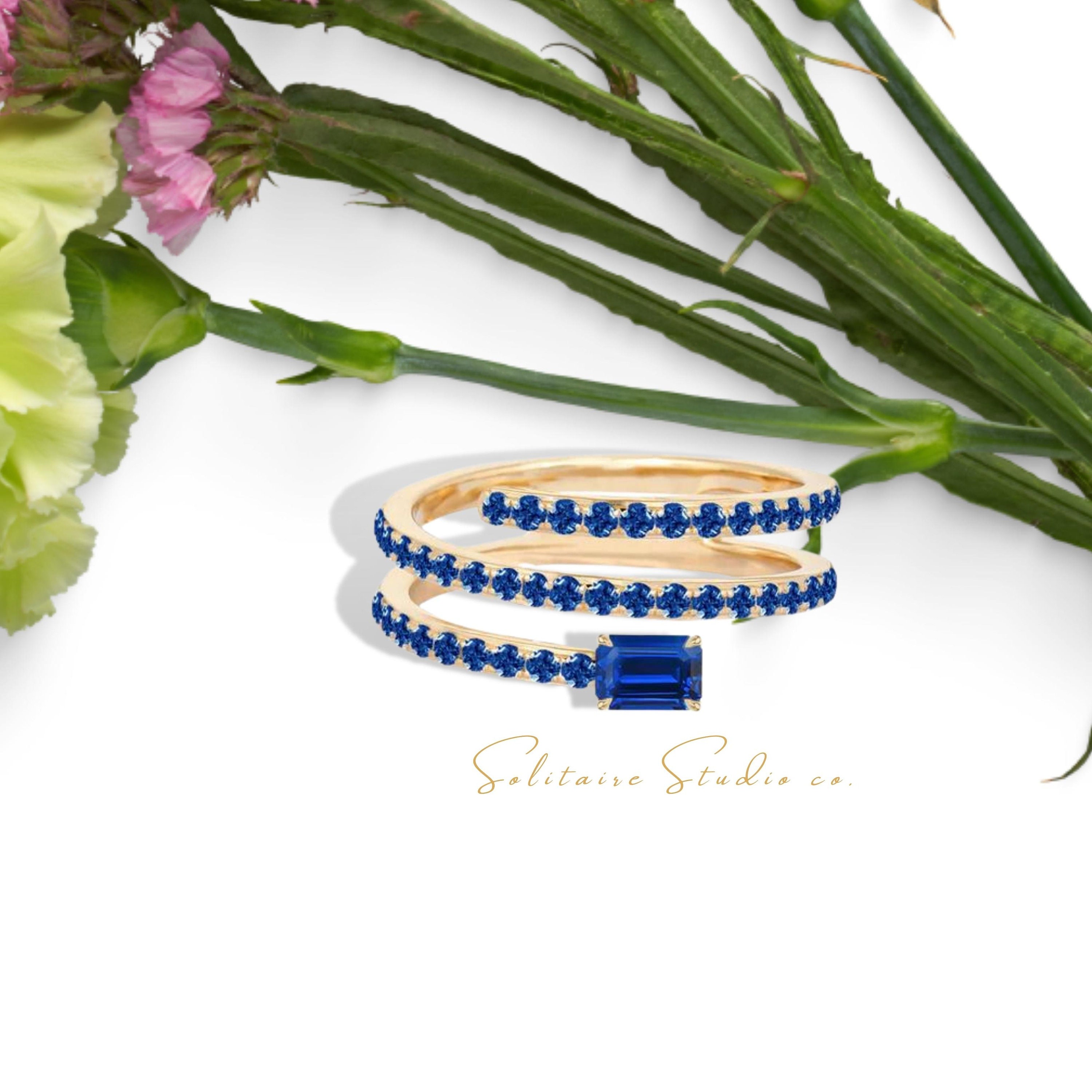 Pave Spiral Ring, Ruby Round Spiral Eternity Band Ring, Gemstone Spiral ...