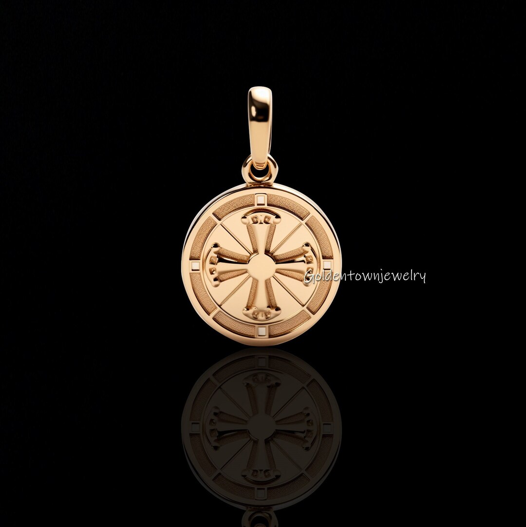 14K Gold Jesus Crucifix Disc Pendant - Handmade Religious Jewelry - Etsy