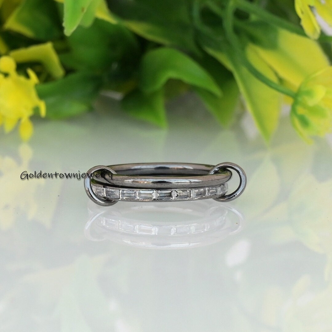 925 Silver Connector Band Ring, Diamond Connector Band Ring, Multi Link ...