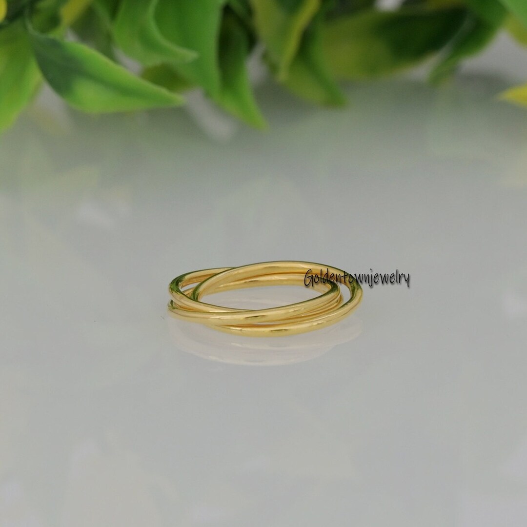 14K Solid Gold Three Color Rolling Ring - Gold Rolling Ring - Tri Color ...