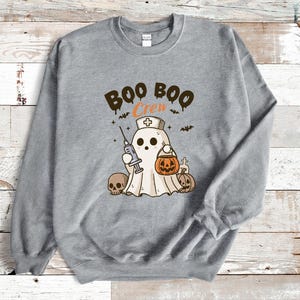 Boo Boo Crew Nurse Sweatshirt, Funny Halloween Nurse Sweatshirt, Cute ...