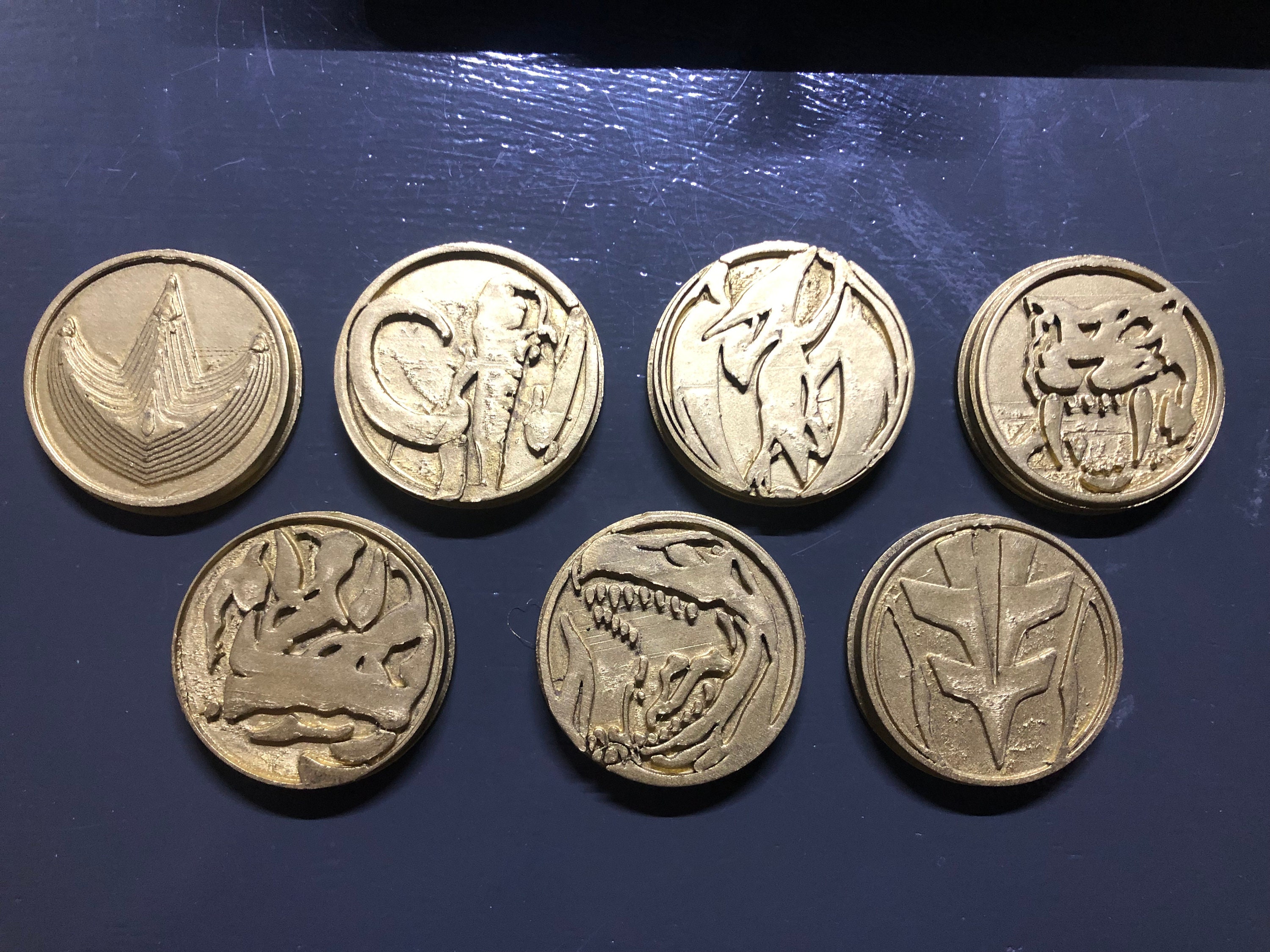 Set of 7 Gold Power Coins MMPR Rangers - Etsy
