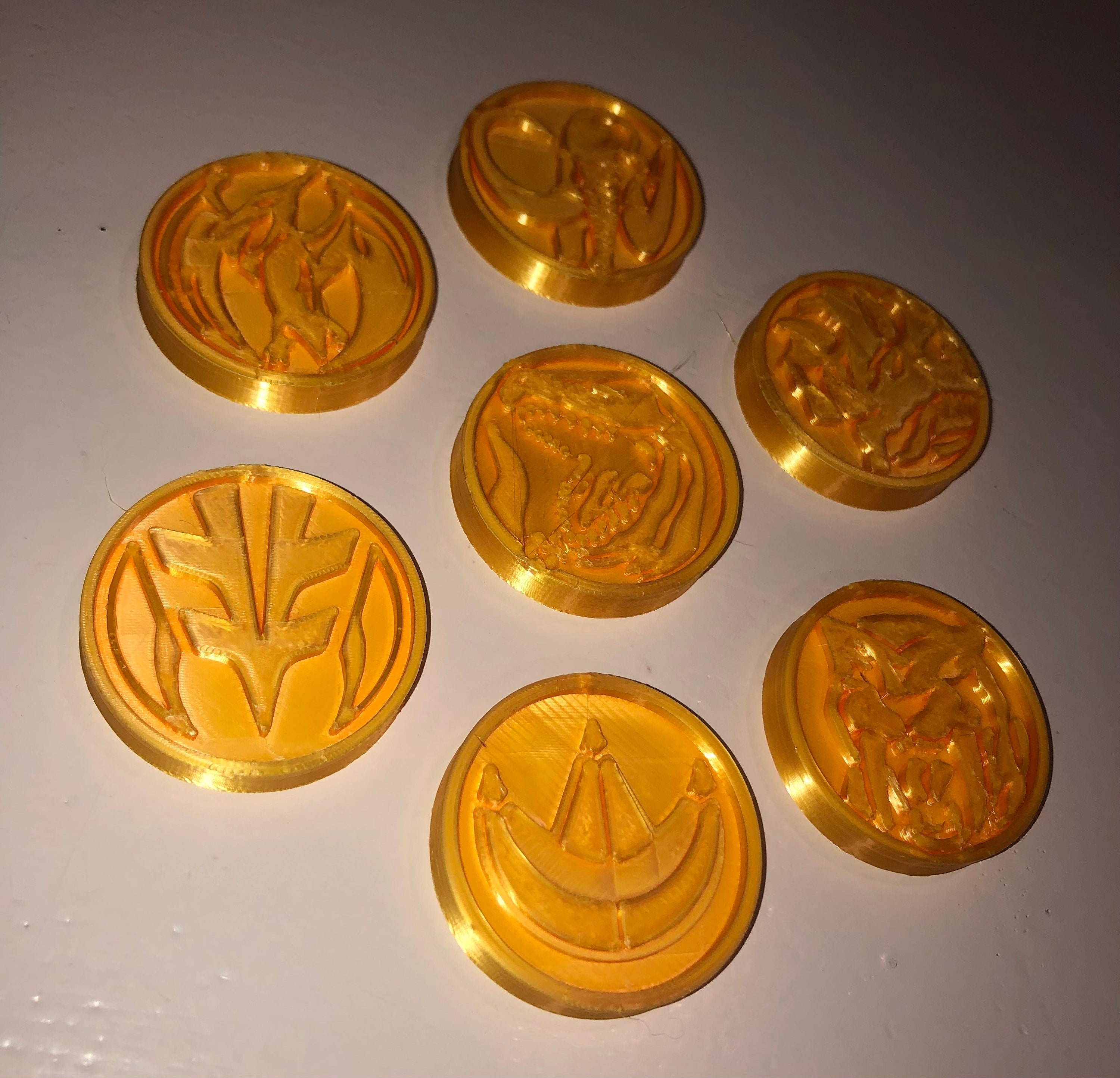 Set of 7 Gold Power Coins MMPR Rangers - Etsy