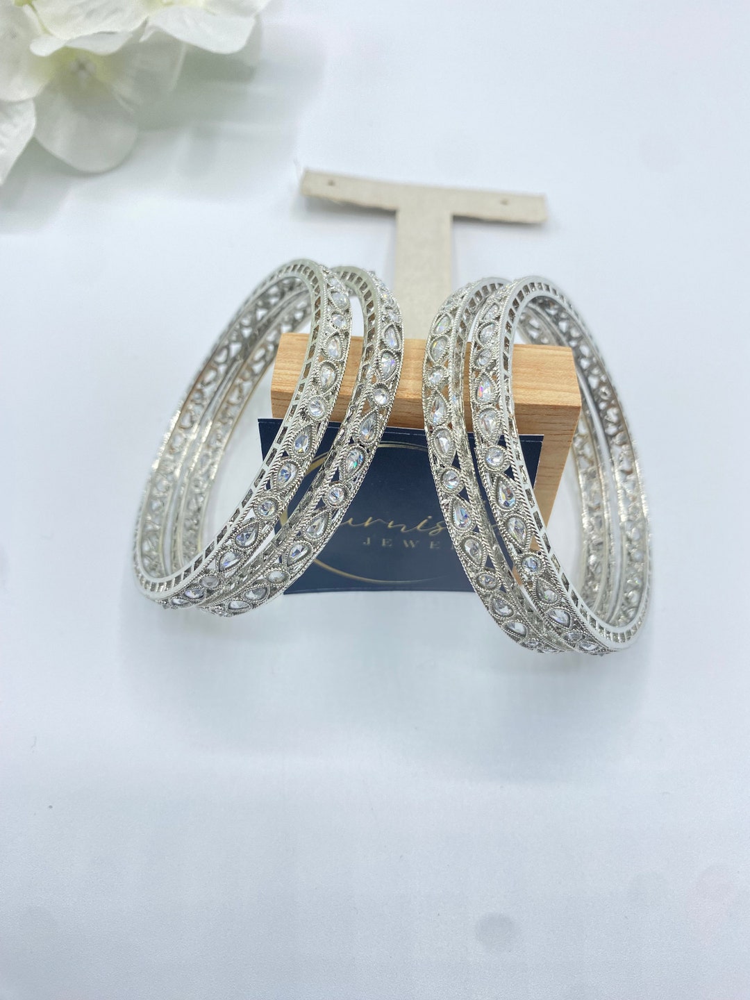 Silver White Bangle Set: Pakistani Indian Chura Jewelry - Etsy