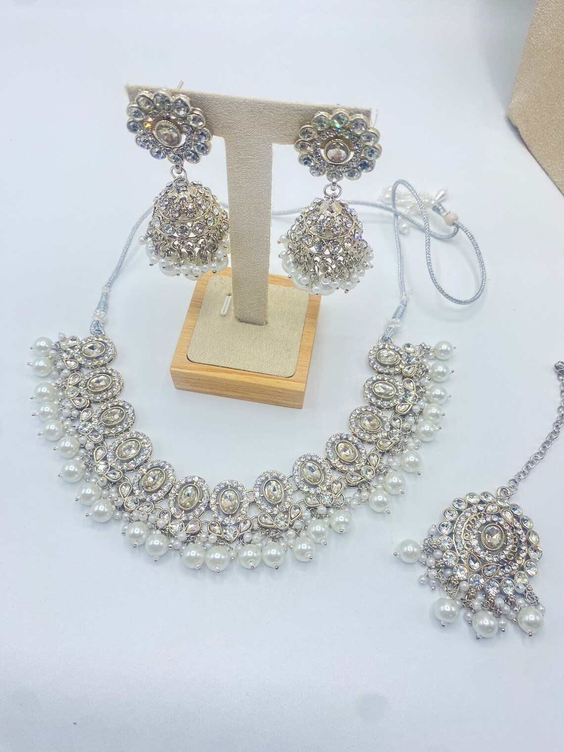 Silver White Indian Polki Necklace/ Pakistani Necklace/ Indian Jewelry ...