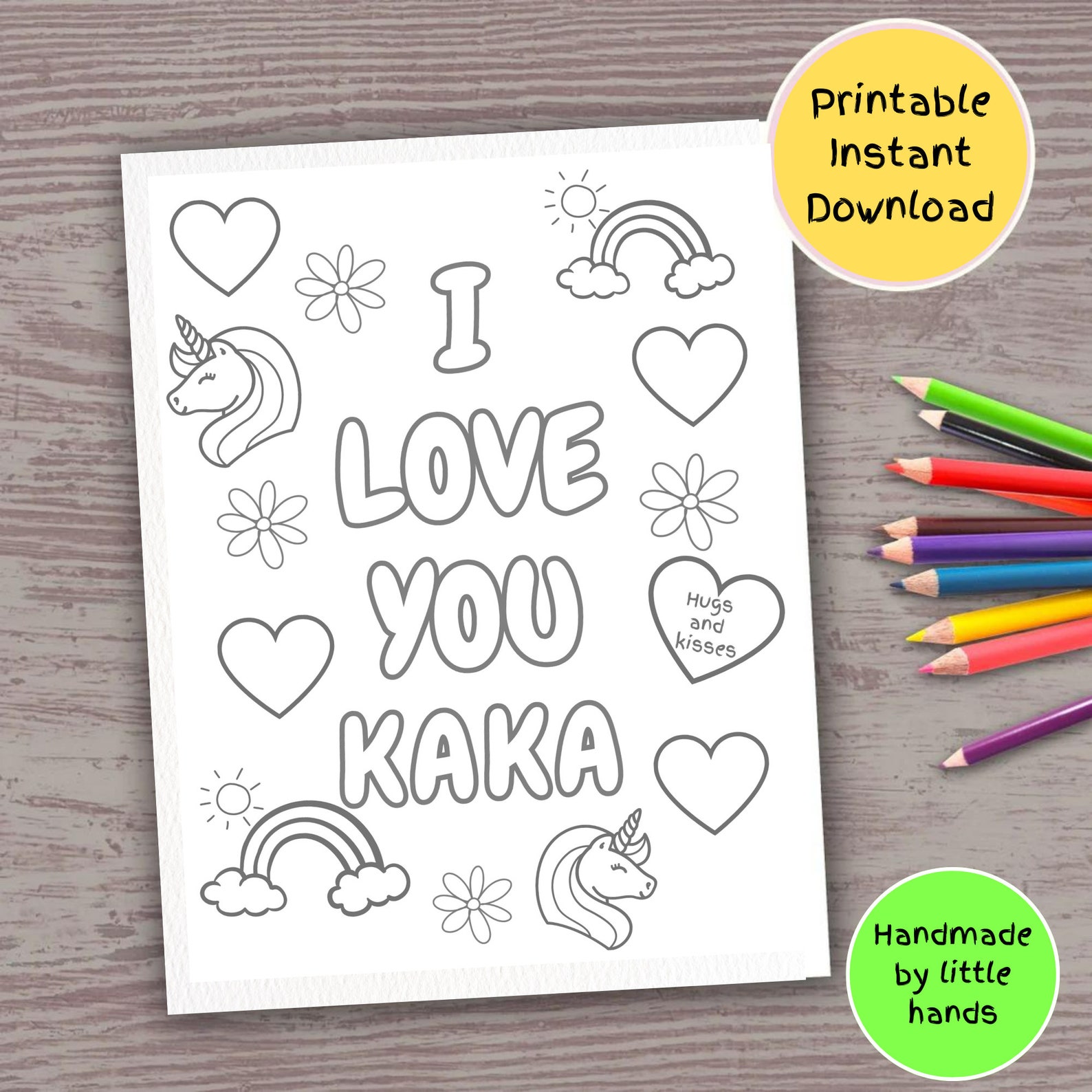 I Love You Kaka Coloring Sheet for Kids Art Craft Activity Mothers Day ...