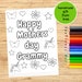 Happy Mother Day Grammy Printable Coloring Page Sheet for Kids Cute ...
