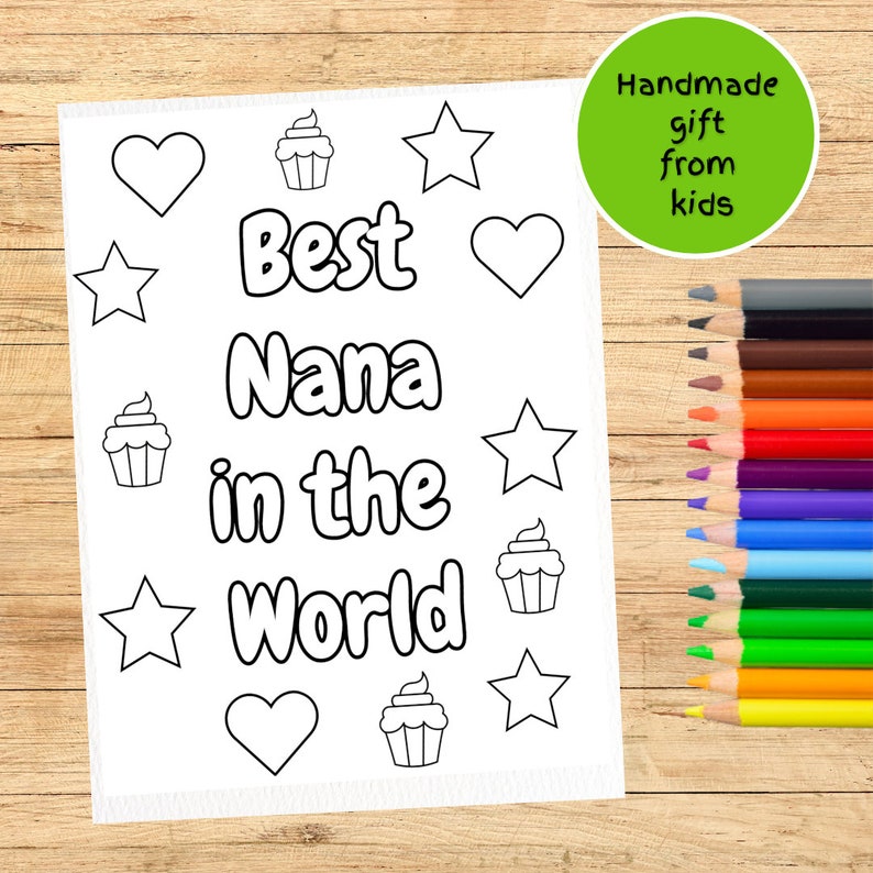 Best Nana Printable Coloring Sheet for Kids Cute Cupcake Diy Handmade ...