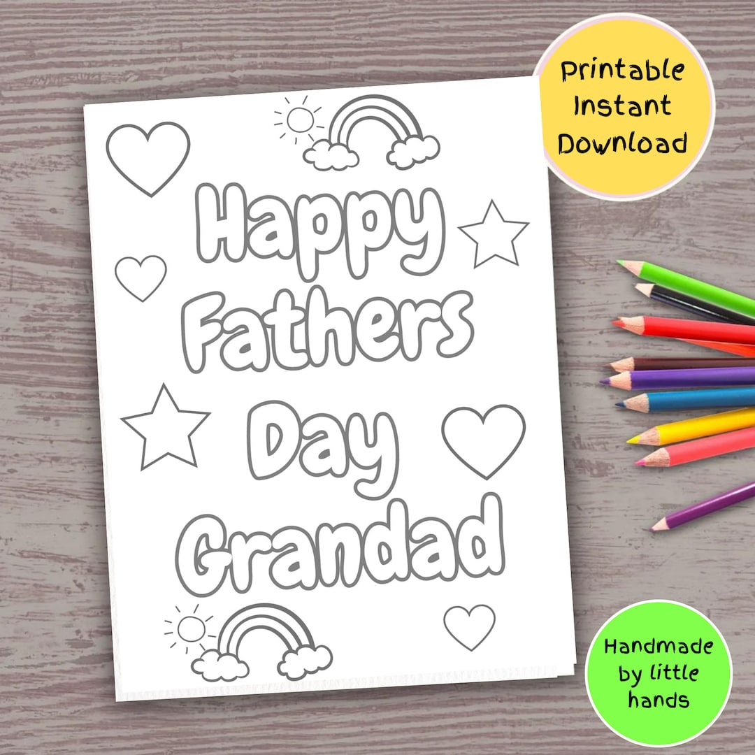 Grandad Fathers Day Printable Coloring Page for Kids Diy Fathers Day ...
