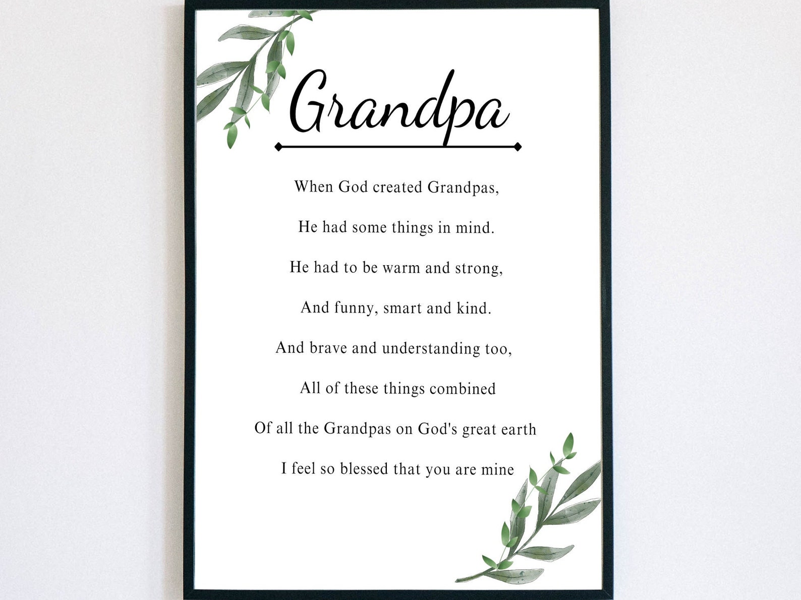 Grandpa Poem for Grandpa on Fathers Day Printable Birthday Card Gift for Grandpa From Grandson ...