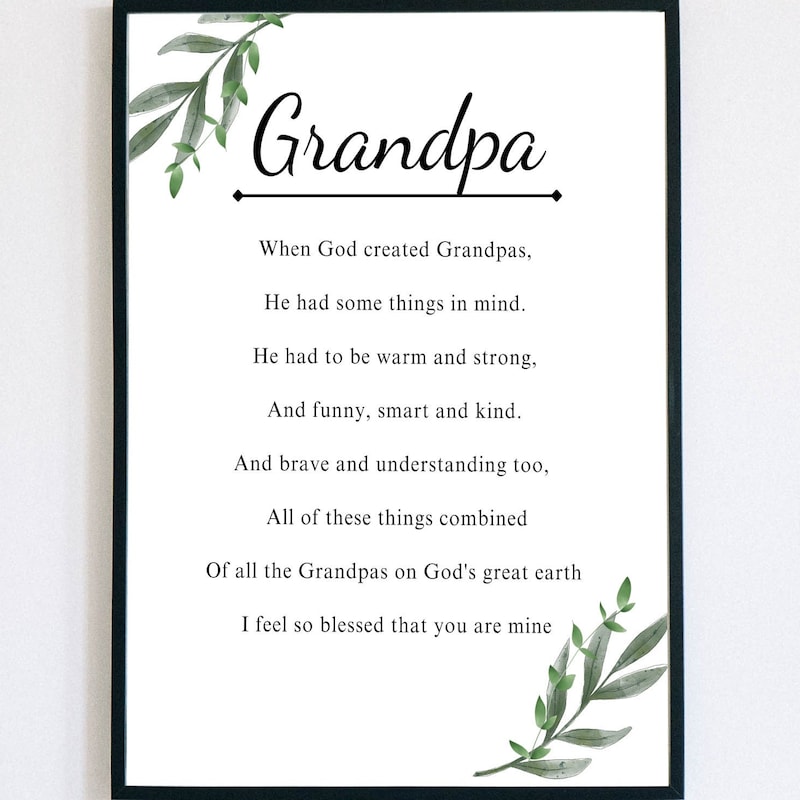 Grandfather Poem - Etsy