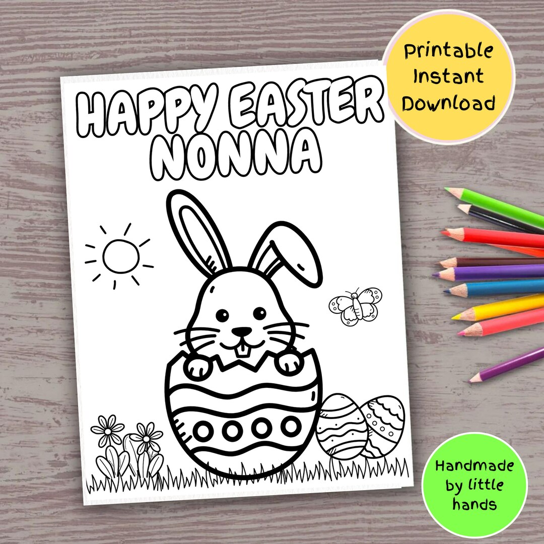 Happy Easter Nonna Coloring Activity for Kids, Printable Easter Bunny ...