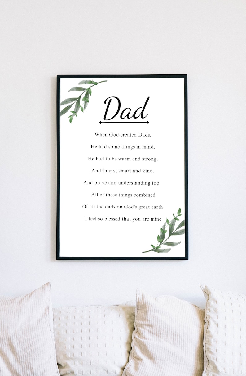 Printable Dad Poem: Christian Gift for Father (digital Download) - Etsy