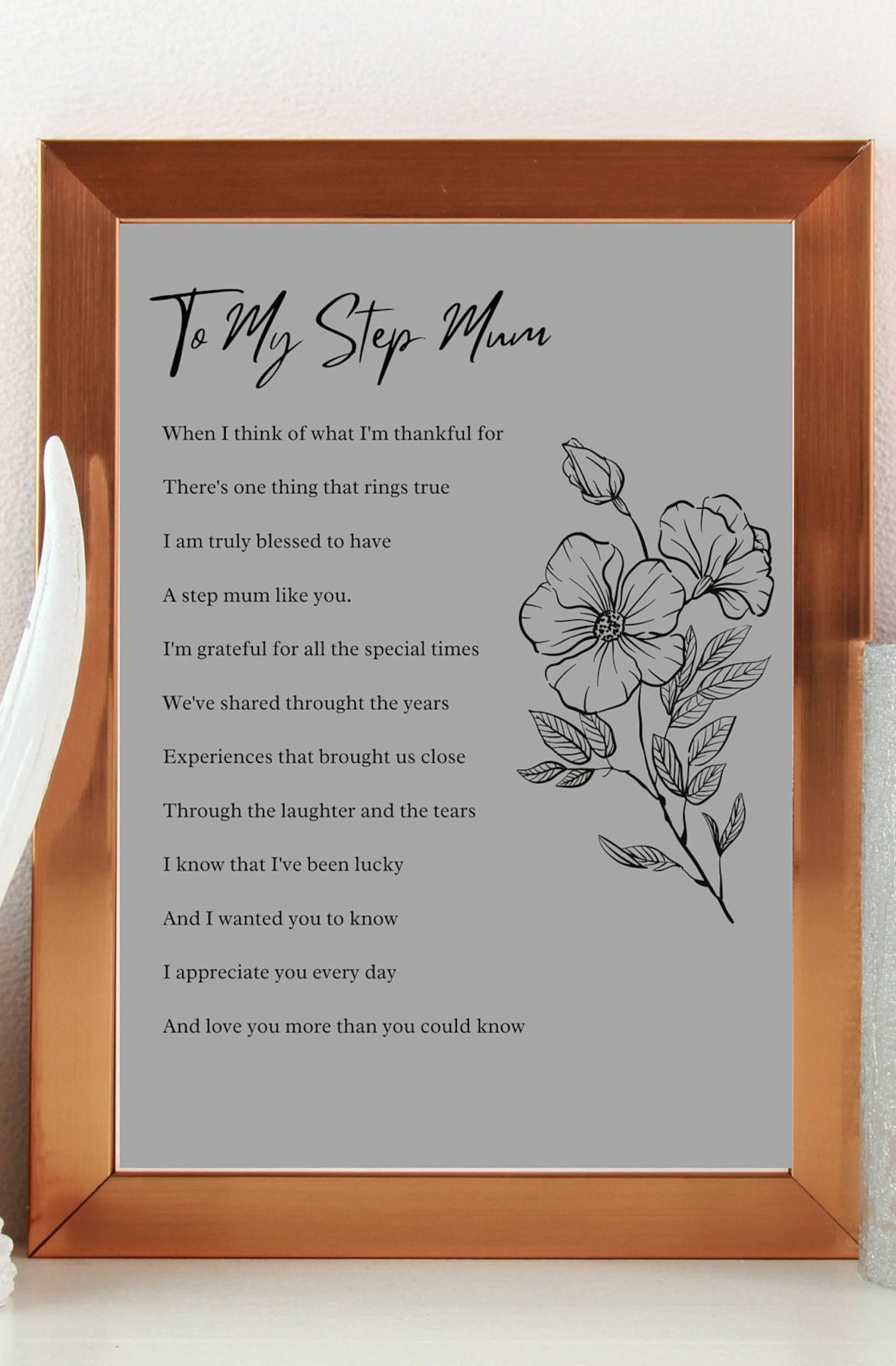 To My Stepmum Poem Printable Wedding Gift for Step Mum Birthday ...