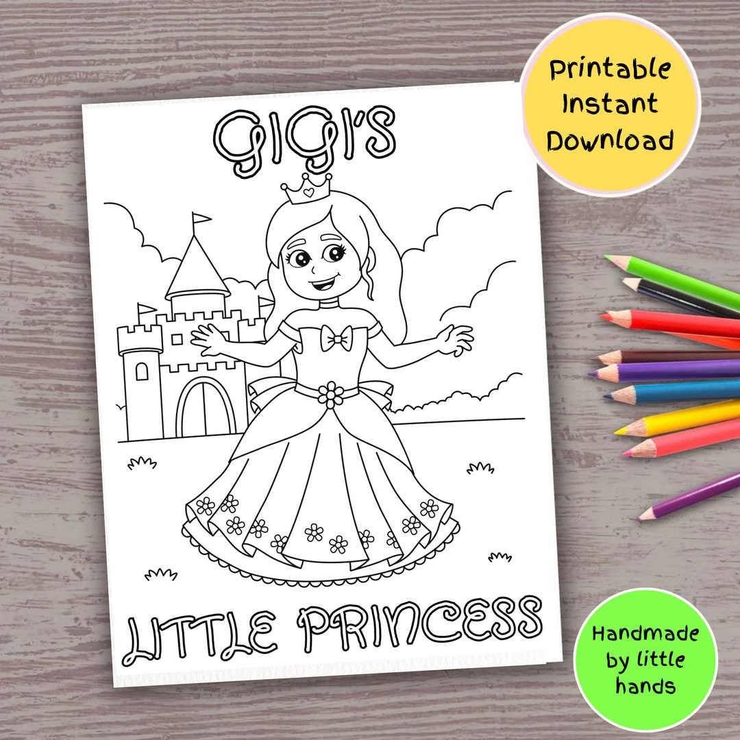 Gigi Princess Coloring Sheet for Kids, Printable Colouring Art Craft ...