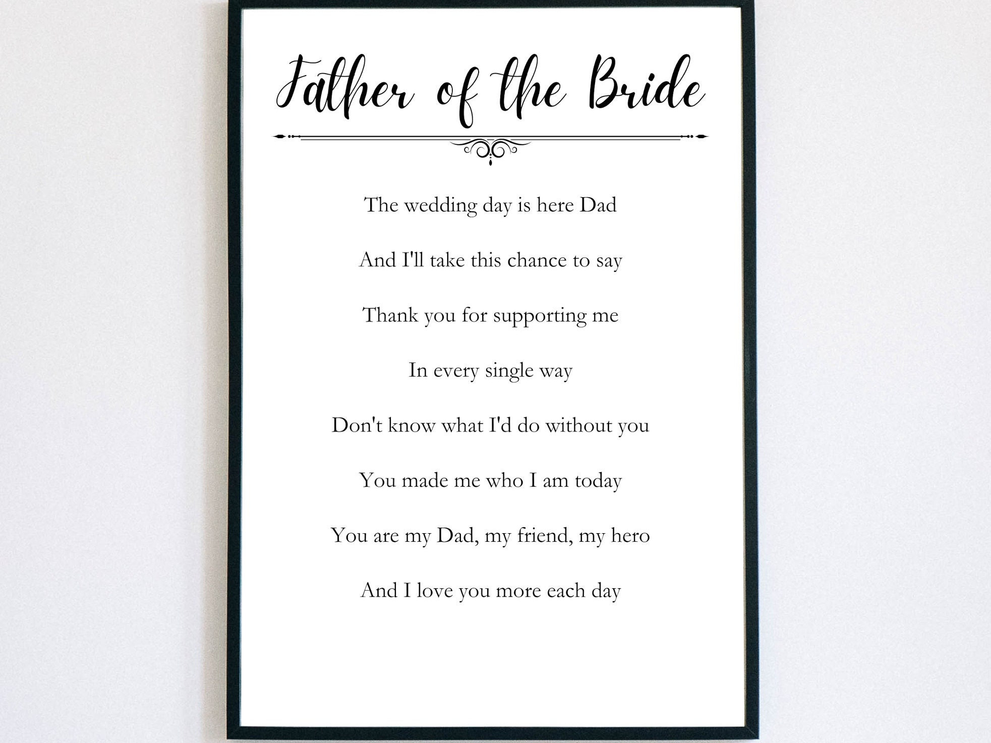 Father of the Bride Poem Printable Handmade Meaningful Thank You ...