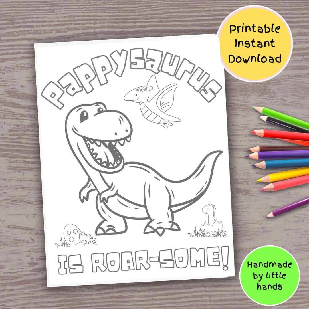 Pappy Dinosaur Coloring Page, Printable Colouring Art Craft Activity ...