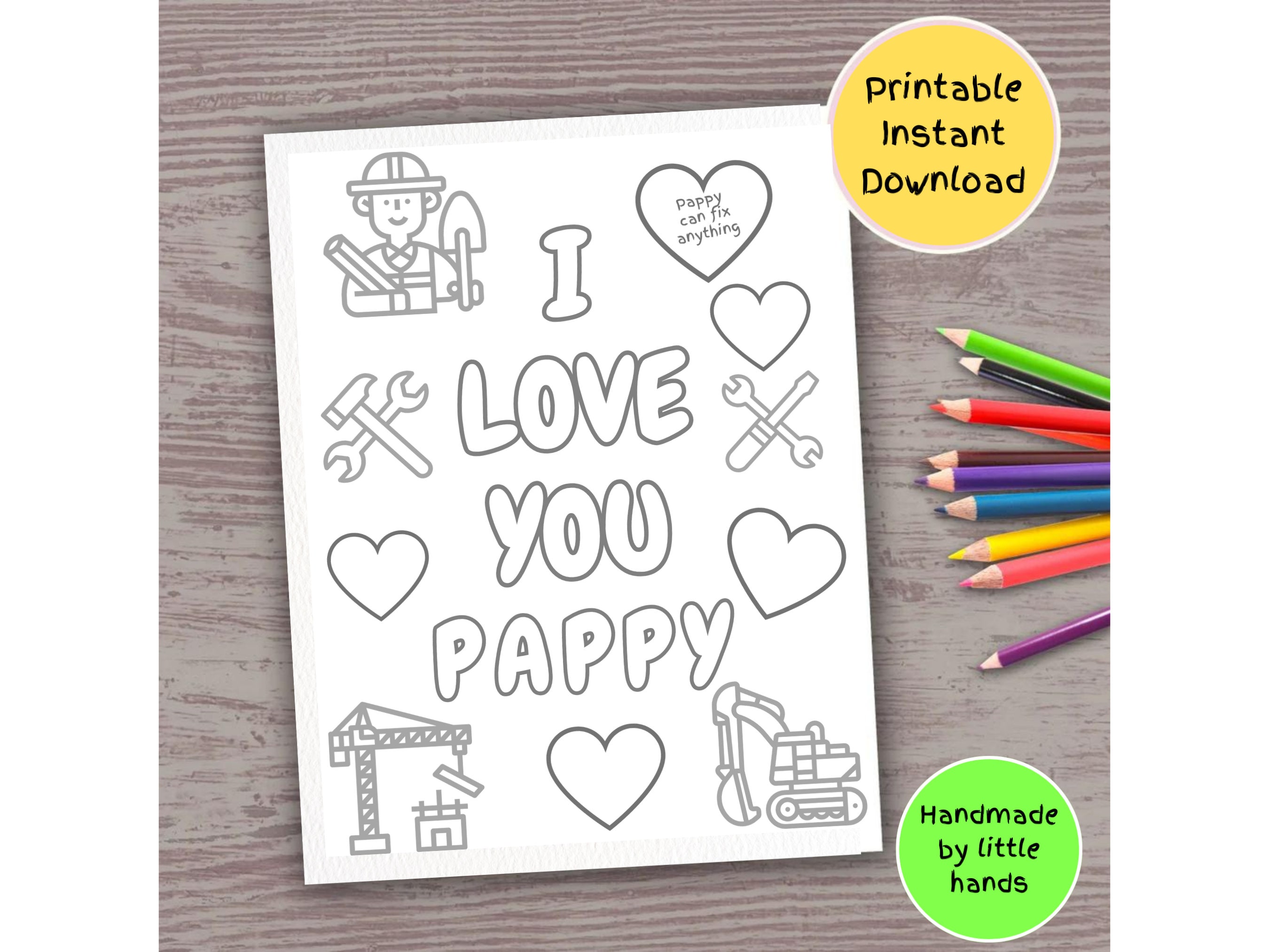 I Love You Pappy Printable Coloring Page for Kids Fathers Day Activity ...