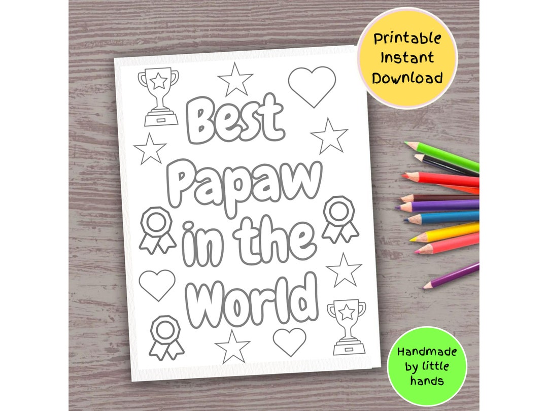 Best Papaw Coloring Page for Kids Printable Handmade Thank You Birthday ...