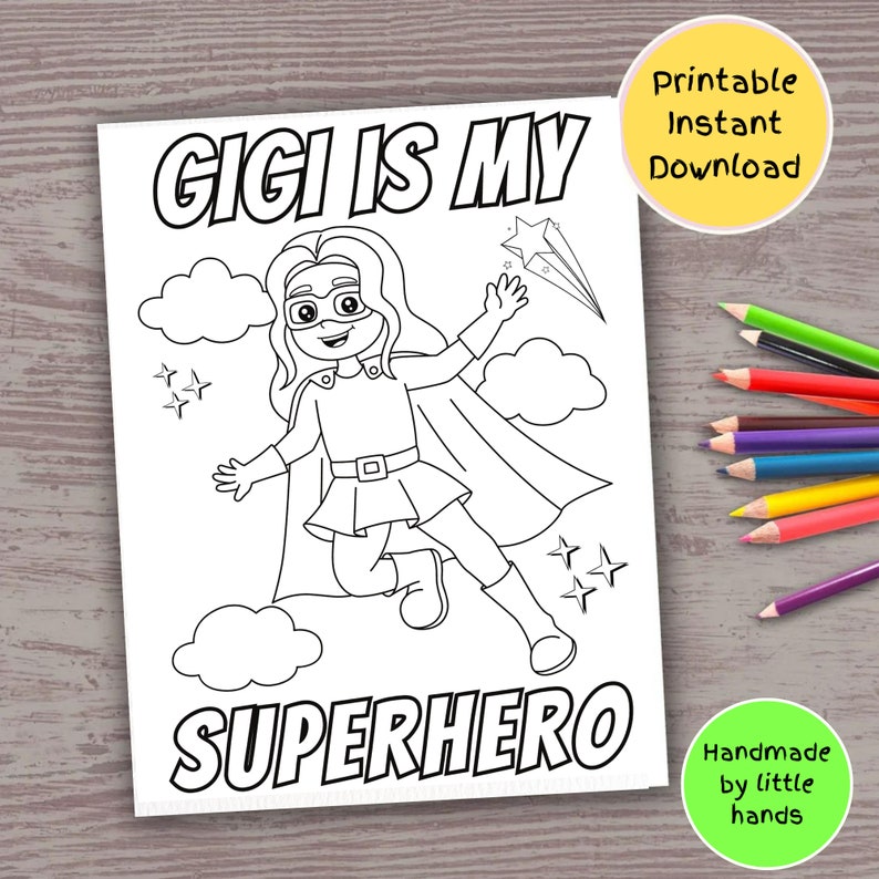 Gigi Superhero Coloring Activity for Kids Toddlers Preschoolers ...