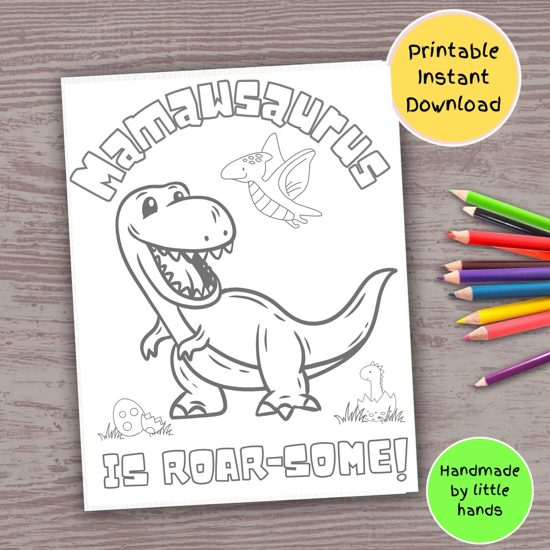 Mamaw Dinosaur Coloring Page: Mother's Day Craft (digital Download) - Etsy